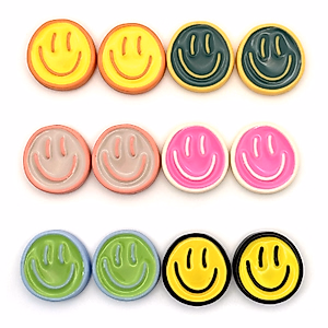 KROYSEA 12PCS Strong Fridge Magnets, Colorful Decorative Smiling Face Refrigerator Magnets, Cute Whiteboard Magnets, for Office Cabinets and Dishwasher