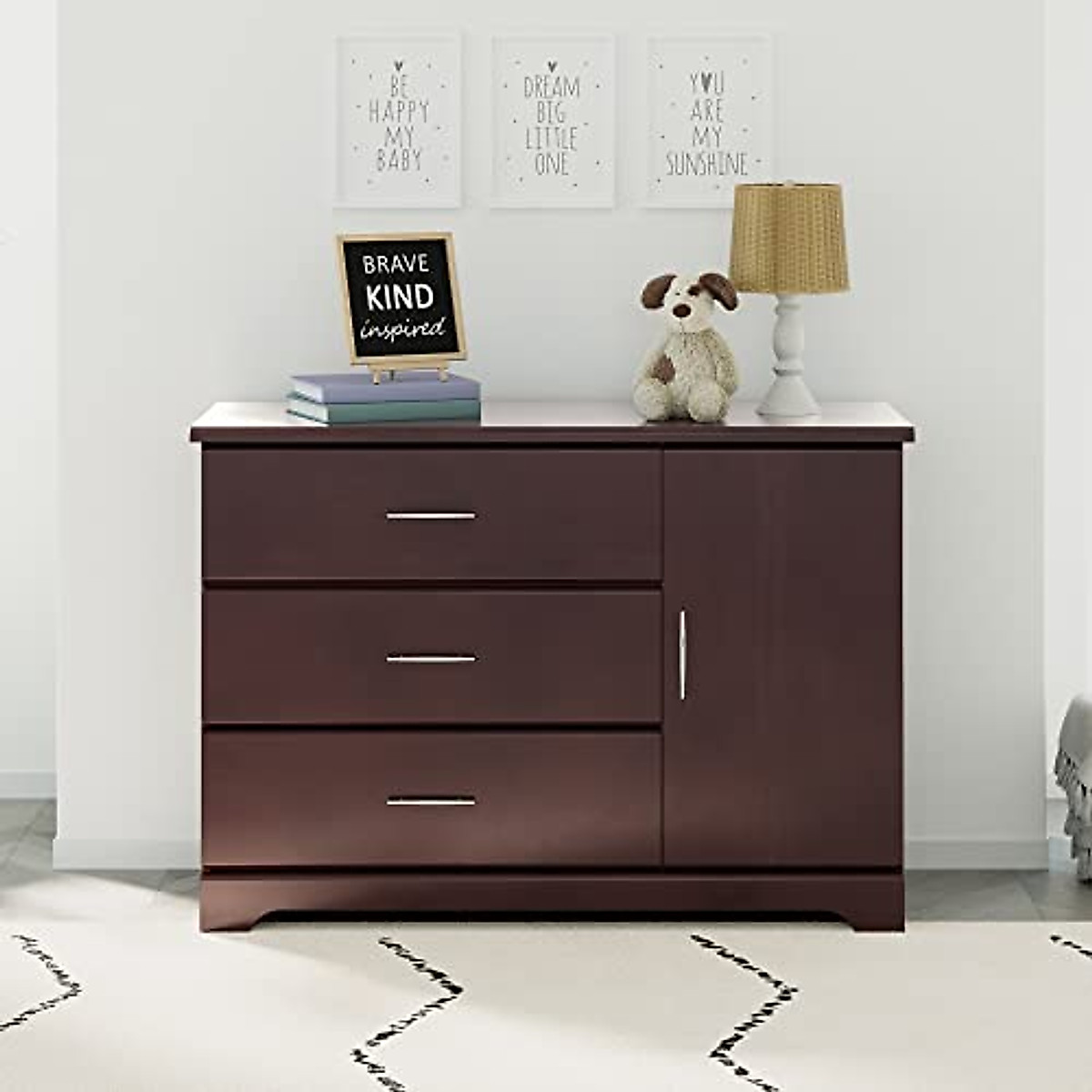 Storkcraft Brookside 3 Drawer Combo Dresser (Espresso) – Baby and Kids Bedroom Organizer, Nursery Chest, Storage Dresser With Drawers, Universal Design