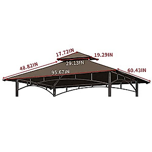 CoastShade 8 x 5 Grill BBQ Gazebo Double Tiered Replacement Canopy Roof Outdoor Barbecue Gazebo Tent Roof Top,Brown