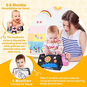 JOLIE VALLÉE TOYS & HOME Baby Mirror Toy Infant Soft Book High Contrast Babies Toy Touch and Feel Crinkle Book for 0-6months Toddler Toys (Colorful Soft Toy for Baby Girl&boy)
