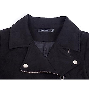 Apperloth A Women’s Solid Long Sleeve Faux Suede Motorcycle Jackets Zipper Short Coats