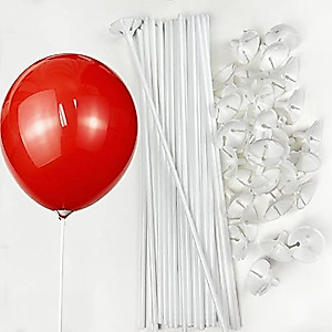 GIFTEXPRESS 60pcs 12" White Balloon Sticks, Plastic Balloon Sticks with Cups for Birthday Party, Wedding, Anniversary Decorations