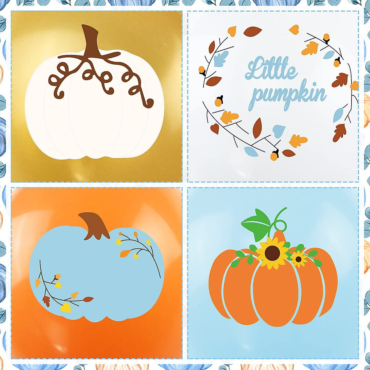 Blue Little Pumpkin Balloons, Fall Balloons Maple Leaf Pumpkin Balloons Garland with Blue Silver Orange Confetti Balloons for Boy Little Pumpkin Baby Shower Birthday Thanksgiving Party Decorations