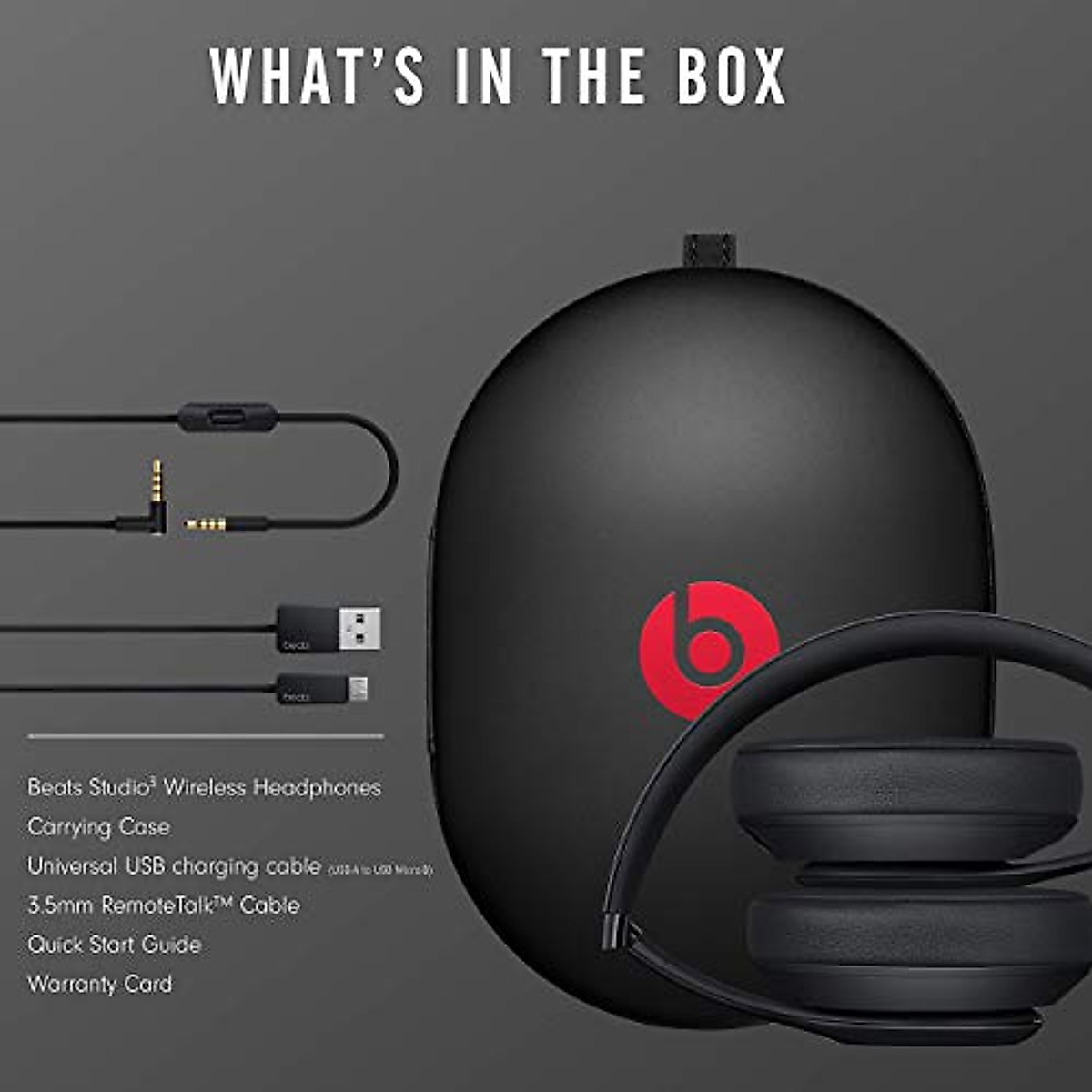 Beats Studio3 Wireless Noise Cancelling Over-Ear Headphones - Apple W1 Headphone Chip, Matte Black (Latest Model) (Renewed)