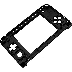 Replacement Shell Housing Bottom Middle Plastic Frame Black Compatible for Nintend 3DS LL/XL + Hinge Parts