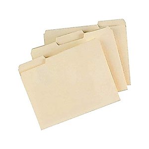 Staples 116657 Manila File Folders Letter 3 Tab Assorted Position 100/Box