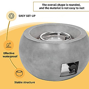 Outdoor Propane Fire Pit w 24" Lava Rocks Cover Propane Gas Fire Bowl Patio Heater for Outdoor Patio Garden Backyard Decking Décor,40000 BTU, Light Grey