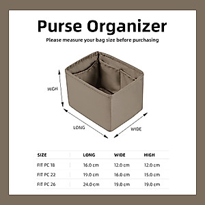 DGAZ Purse Organizer Silky Smooth,Silk,Luxury Handbag Tote in Bag Shapers, Women- Fits picotin18/22Bags (Etoupe grey, PC18)