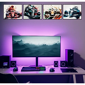 CNG DIGITAL Formula Racing Poster Race Car Wall Decor F1 Racing Wall Art Prints Set of 4 Unframed (8''x10'') Supercar Poster Man Cave Boys Room Wall Decor Posters for Boys Room Grand Prix Posters