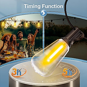 Outdoor String Led Patio Lights - 100Ft 30M Outside Waterproof Light With Remote Dimmable ST38 Shatterproof Bulb Connectable Hanging Outdoor Electric Lighting For Backyard Yard Gazebo Porch Party