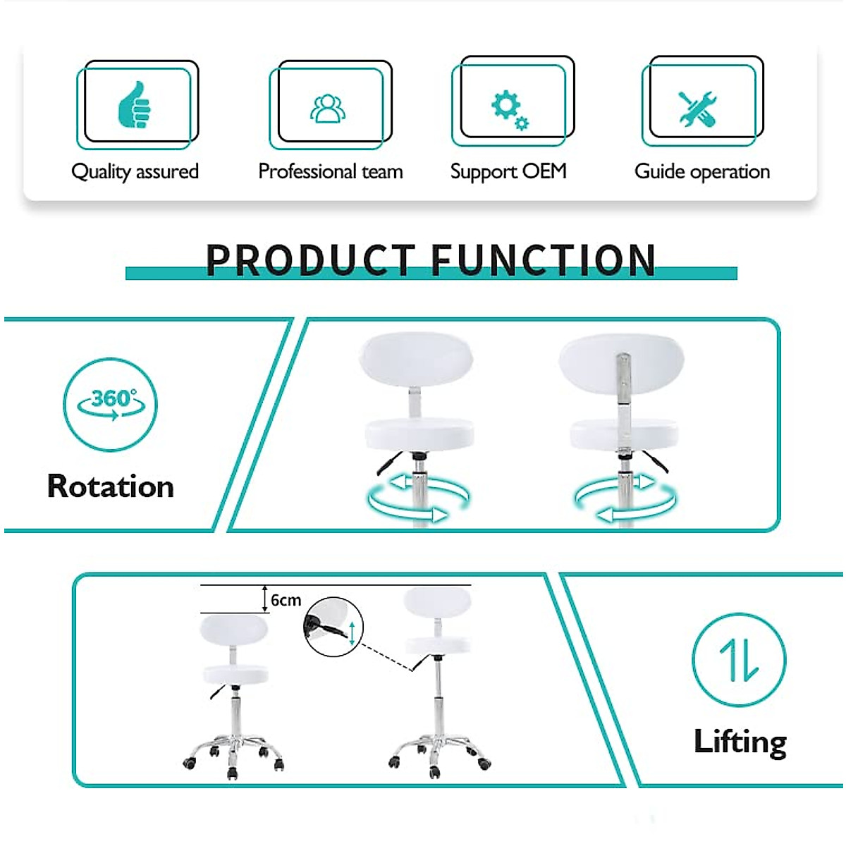 TATARTIST Tattoo Stool Massage Saddle Chair Adjustable Hydraulic 360° Rotating Medical Spa Beauty Salon Stools Bar Boss Office Artist Workbench Chairs with Rolling Wheels Backrest (Black)