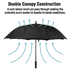 ACEIken Golf Umbrella Windproof Large 62 Inch, Double Canopy Vented, Automatic Open, Extra Large Oversized,Sun Protection Ultra Rain & Wind Resistant Stick Umbrellas, Black