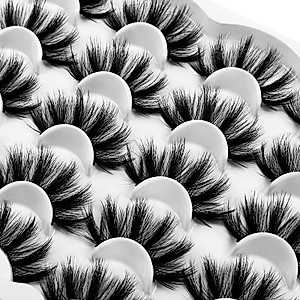 KOUSEI False Eyelashes Cat Eye Fluffy Lashes 10 Pairs Faux Mink Lashes Soft Thick Dramatic Fake Eyelash Handmade Eyelash No Glue