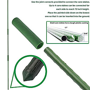 CKE 3 Pack Tomato Cage – Plant Stakes and Support with Clips - Upto 72 inches Tall with 40 Pcs Clips + Garden Twist Ties