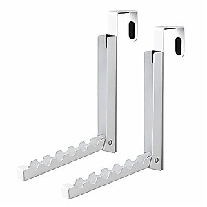 VIAV Over The Door Hooks Hanger,Foldable Over Door Drying Laundry Rack Hooks for Hanging Clothes with 6 Groves Over Door Towel Racks for Clothes,Coat, Behind Back Bathroom, Bag and Robe 2 PCS (White)
