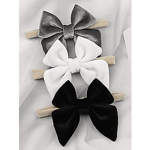 YanJie Baby Velvet Bow Headbands - 3 Pack Cotton Nylon Headband Baby Photography Hair Bow (SS black velvet)