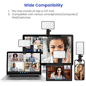 120 LED Selfie Light Phone Light, 5000Mah Rechargeable Clip Video Light, Adjusted 3 Light Modes, for Phone, Camera, Laptop, iPad, Light for Selfie, Video Conference, TikTok, Vlog
