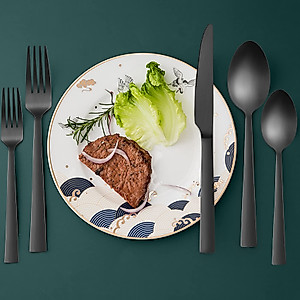 Silverware Set, HaWare 40 Pieces Stainless Steel Square Flatware Cutlery Set for 8, Modern Tableware Eating Utensils for Home, Matte Finish, Dishwasher Safe