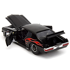 1971 Pontiac GTO Black with Flame Graphics Bigtime Muscle Series 1/24 Diecast Model Car by Jada 35022