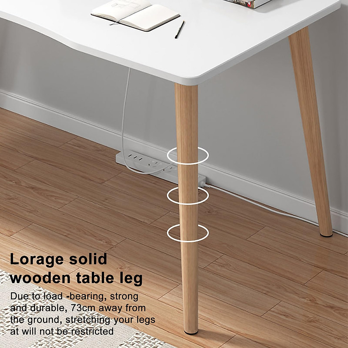 Writing Desks for Home Office, Wood Computer Desk, Modern Simple Style Home Office Gaming Desk, Basic Writing Table for Small Spaces, Laptop Computer Table, Study Desk with Solid Legs (White)