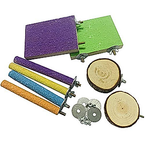 ZYYRT Parrot Perch Stand 9PCS Wooden Bird Paw Grinding Stick Perch Stand Platform Parakeet Cage Accessories Exercise Toy for Budgies Conure Cockatiel