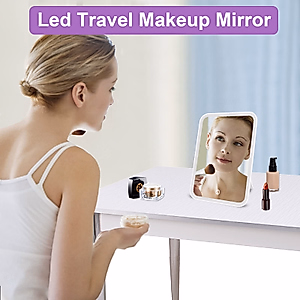 Flymiro Lighted Makeup Mirror with Lights, Vanity Mirror with LED Brightness Adjustable Portable USB Rechargeable, Light Up Tabletop Cosmetic Compact Mirror for Makeup,Travel,Women Gift