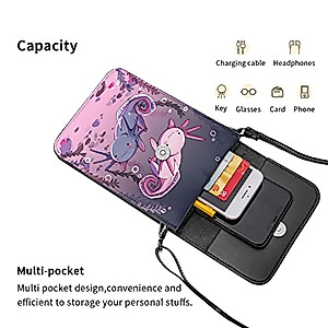 ZXLQ Salamander Axolotl Mini Ladies Cell Phone Purse, Horoscope Leather Handbags, Women girls Wallet Shoulder Totes Bag, White