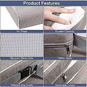 Justsafe Patio Chair Cushion Set, Waterproof Outdoor Seat Cushions for Patio Furniture, Non-Slip Washable Durable Garden Sofa Couch Pads with Adjustable Strap (2PCS, Grey)