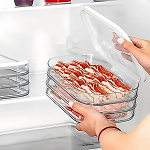 Sufeasdf Bacon Storage Container For Fridge,Deli Storage,Stackable Lunch Meat Storage,Ham And Cheese Container For Fridge-Cold Storage With Lid. (White B 8.8 * 6.3 * 3.4)