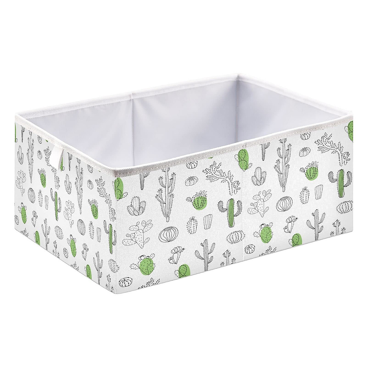 Kigai Cactus Pattern Storage Bins Cube Foldable Storage Baskets Bin Waterproof Home Organizer with Handles Basket for Toy Nursery Blanket Clothes, 11x11x11 Inch