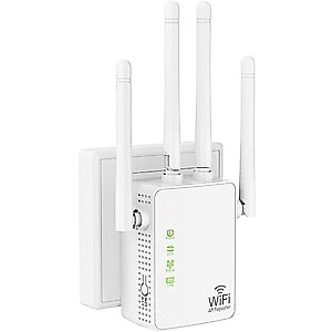 WiFi Extender Signal Booster Up to 5000sq.ft and 45 Devices, WiFi Range Extender, Wireless Internet Repeater, Long Range Amplifier with Ethernet Port, Access Point, 1-Key Setup, Alexa Compatible