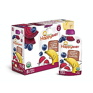Happy Baby Organics Simple Combos Stage 2 Baby Food, Bananas Beets & Blueberries, 4 Ounce (Pack of 16)