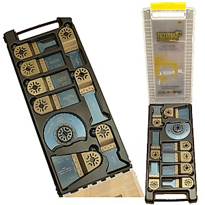 14 x SabreCut BB_PRK14 Premium OMT Mix Blades Case Compatible with Bosch Fein (Non-StarLock) MultiMaster Makita Milwaukee Genesis Chicago Craftsmen Nextec Rockwell Ryobi Hitachi Multi Tool Accessories