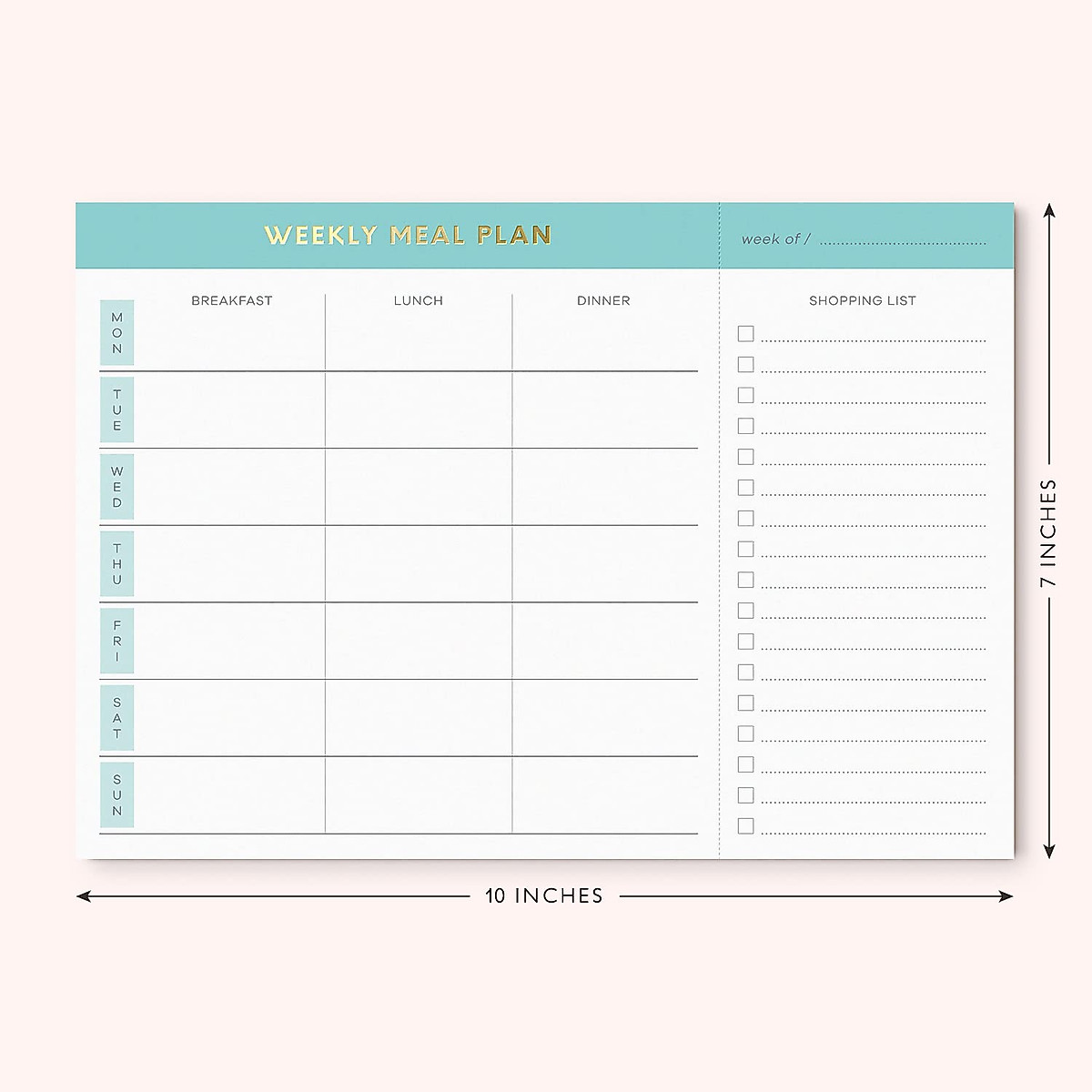 Sweetzer & Orange Weekly Meal Planner and Grocery List Magnetic Notepad. Pink 10x7” Meal Planning Pad with Tear Off Shopping List. Plan Weekly Menu Food for Weight Loss or Dinner List for Family!