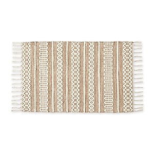 DII Textured Woven Rug Collection Hand-Loomed Shag Printed, 2x3 Ft, Chenille Stripe Stone