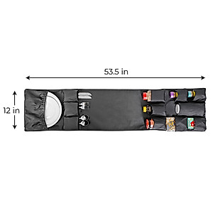 Smart Design Mini Fridge Organizer – 12 Pockets, Black, 53.5 x 12 in. – Durable Mini Fridge Organization and Storage Holds Pantry Goods, Utensils & More – Great for Office or Dorm Fridge Organization
