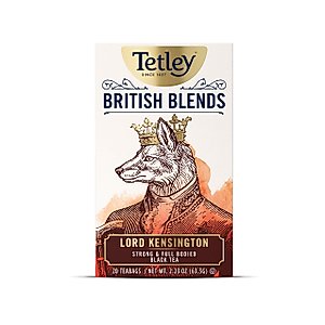 Tetley British Blends Lord Kensington Black Tea, Strong & Full Bodied Tea, 20 Teabags (Pack of 6)
