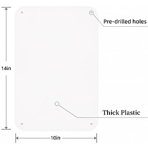 2-Pack White Blank Sign, 14"x 10" Plastic