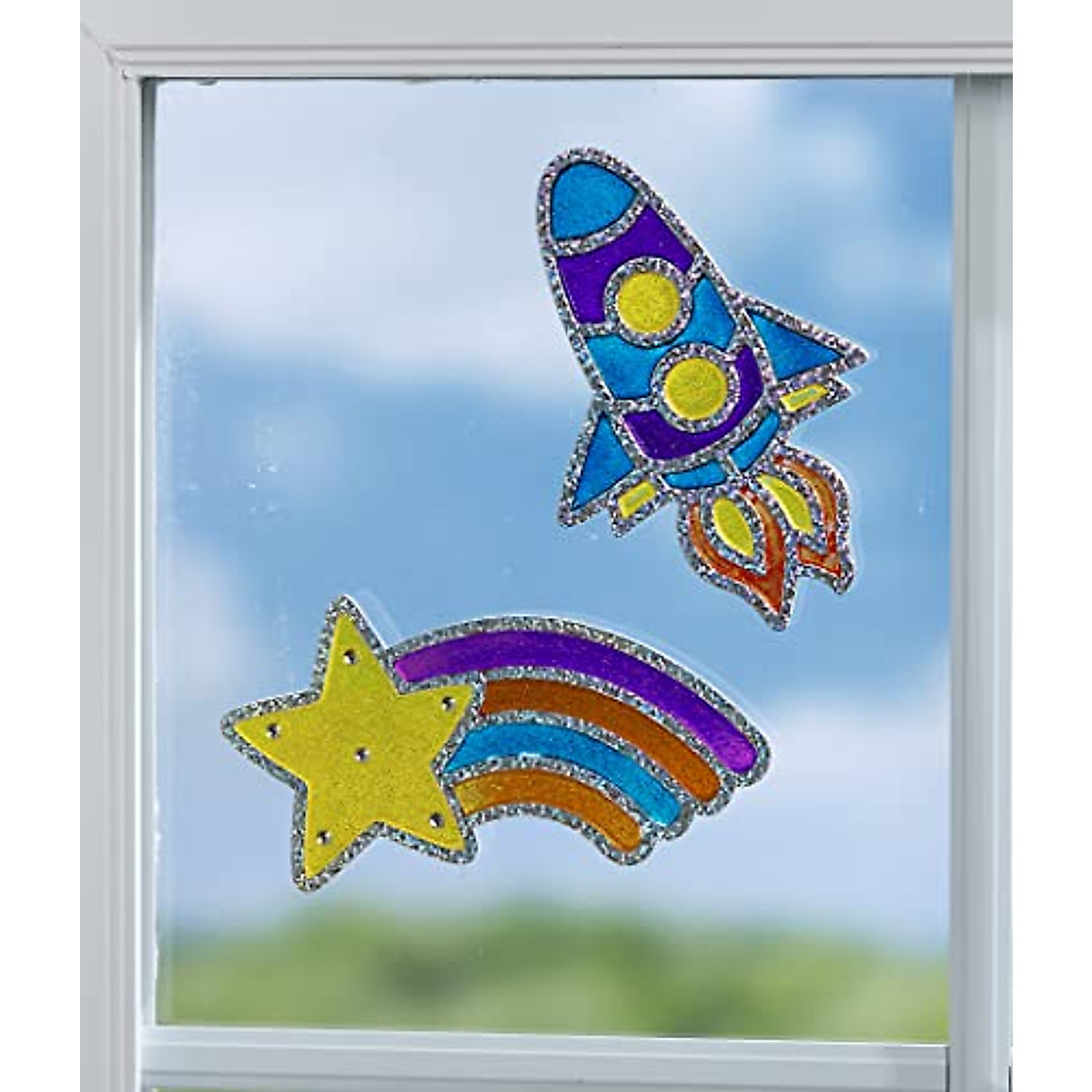 Creativity for Kids Window Art Outer Space - Create Your Own Window Art, Suncatcher Kits for Kids, Space Toy Stocking Stuffers for Kids