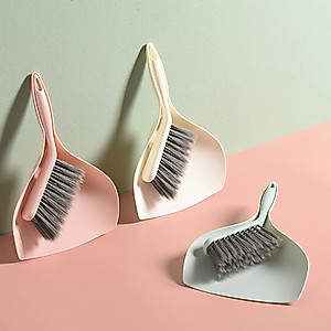 1 Set Mini Broom and Dustpan Set Small Dustpan and Brush Set Mini Hand Held Broom and Dustpan Set Small Dust Pans with Brush Set Dust Pan and Brush Set, Beige