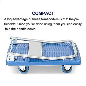 Generic Trolleys,Beauty Salon Cart Trolley Large Platform Truck 992Lbs Weight Capacity, Heavy Duty Foldableniture Dolly Platform Flatbed with Steel Handle