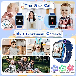 Smart Watch for Girls and Boys Age 6-12 - 24 Games, Video Camera, Music, Alarm - Educational Birthday Gift (Blue)