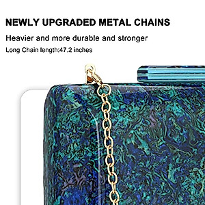 YYW Acrylic Clutch Purses for Women : Marble Evening Bag Vintage Handbags with Detachable Chain for Wedding Bridal Prom Party Ladies Girls Shoulder Crossbody bag (Green)