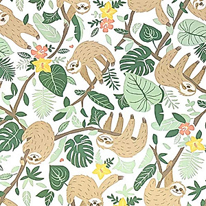 Sleeping Sloths Rain Forest Gift Wrapping Paper Roll - 24" x 15'