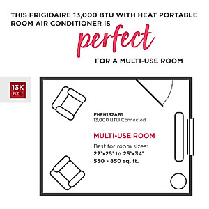 Frigidaire FHPH132AB1 Heat/Cool Remote Control for a Room up to 600-Sq. Ft. Portable Air Conditioner, White