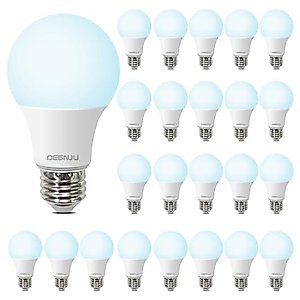DEGNJU LED Light Bulbs Daylight 5000K, 60 Watt Equivalent LED Bulbs, A19 Standard Bulbs, 800 LM, 15000 Hours, E26 Base, Non-Dimmable, 8.5W LED Bulbs for Bedroom Living Room 24 Pack