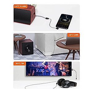 CableCreation 3.5mm to RCA Cable 10FT, Angle 3.5mm Male to 2RCA Male Auxiliary Stereo Audio Y Splitter Gold-Plated for Smartphones, MP3, Tablets, Speakers, Home Theater, HDTV, 3M