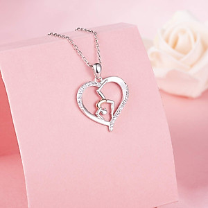 ACJNA 925 Sterling Silver Gymnast Gymnastic Dance Necklace Yoga Sports Heart Pendant Jewelry Birthday Gift Dancer Women Her