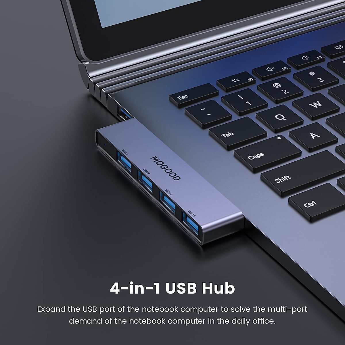 USB Hub for Laptop,MOGOOD USB Hub 3.0 USB Splitter Ultra-Slim Data USB Hub [Charging Not Supported] Multi USB Port Expander USB Adapter Station for Laptop,Windows PC,Mac,Printer,Flash Drive,Mobile HDD