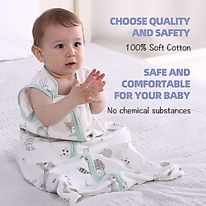 LAT LEE AND TOWN Baby Wearable Blanket 0-12 Months, 2 Pack Baby Sleep Sacks TOG 0.5 Toddler Sleeping Sack Lightweight 100% Cotton Baby Sleeping Bag 0-6 Months (Giraffe & Grey Stars)